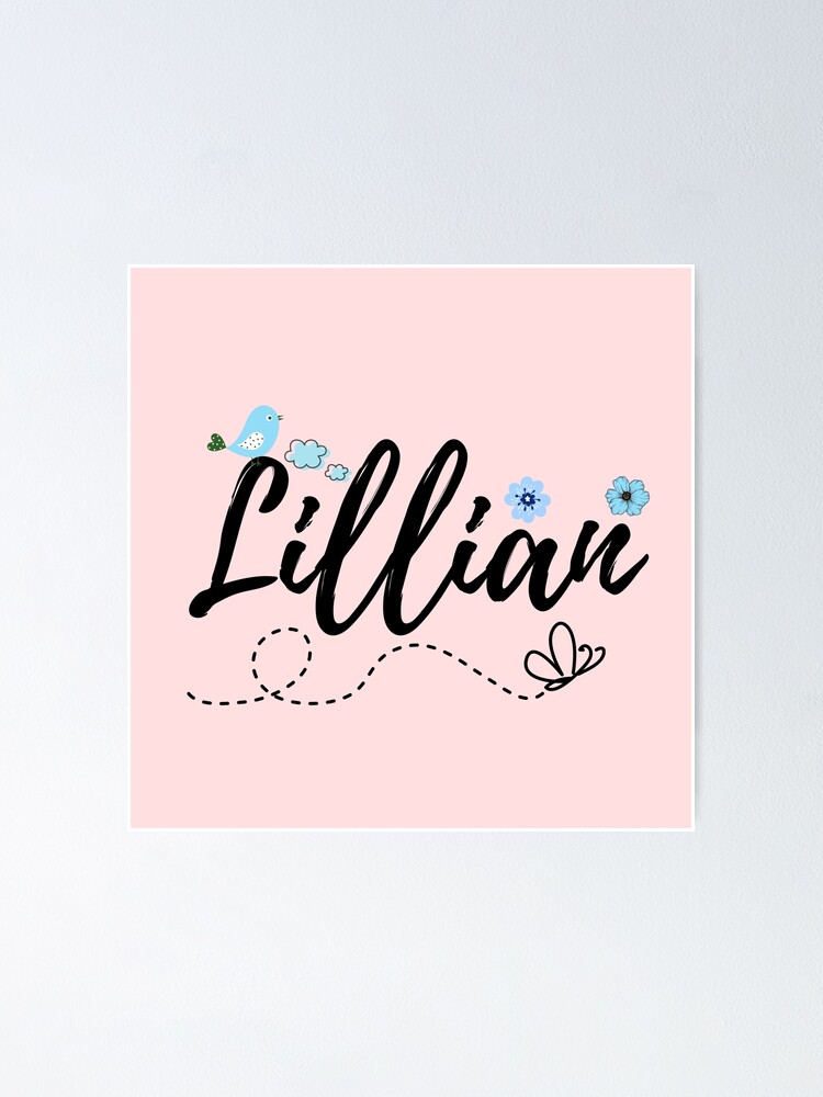 "Lillian Name Baby Child Girl Pretty Flowers | Name Design Pink Blue ...