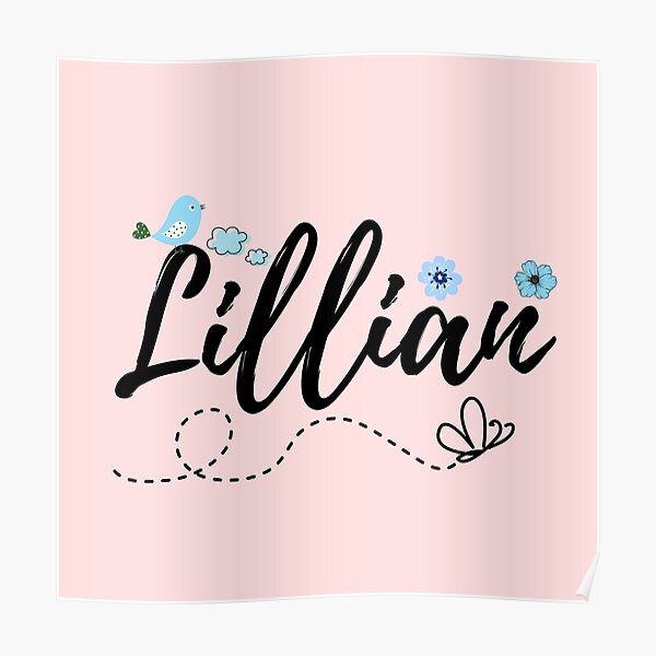 "Lillian Name Baby Child Girl Pretty Flowers | Name Design Pink Blue ...