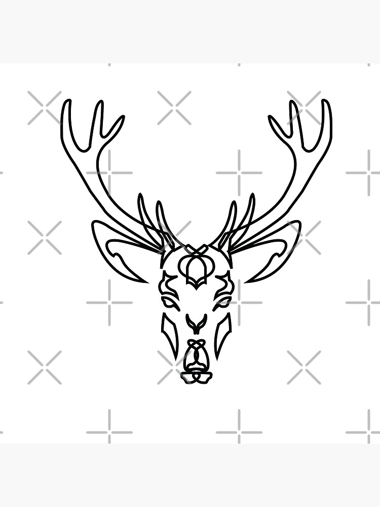 " Line Pattern Deer T-Shirt, Black And White Line Pattern Deer, Deer ...