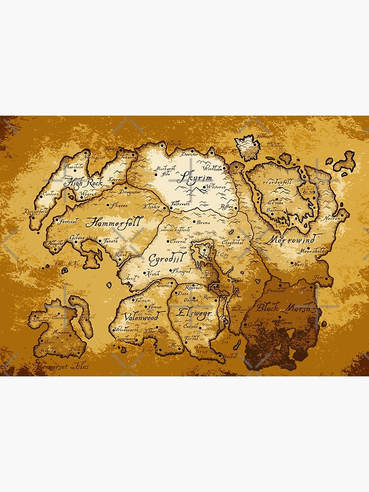 "Aged Scrolls Fantasy Map | Vector Minimalist Ancient RPG DnD Tamriel ...