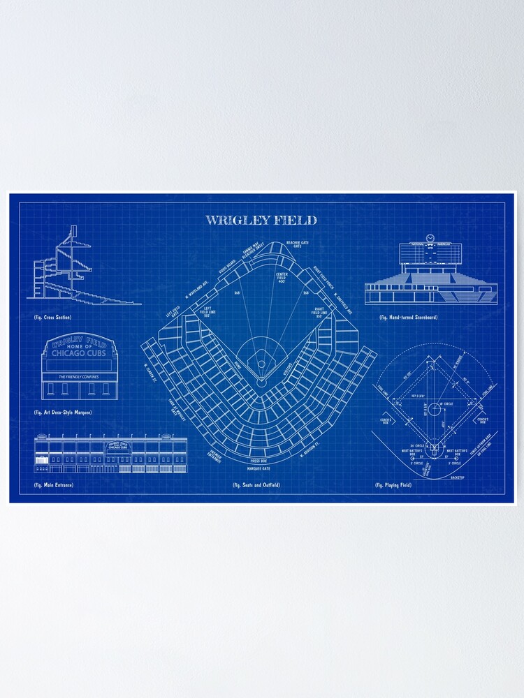 "Wrigley Field (Blueprint)" Poster for Sale by BGALAXY | Redbubble