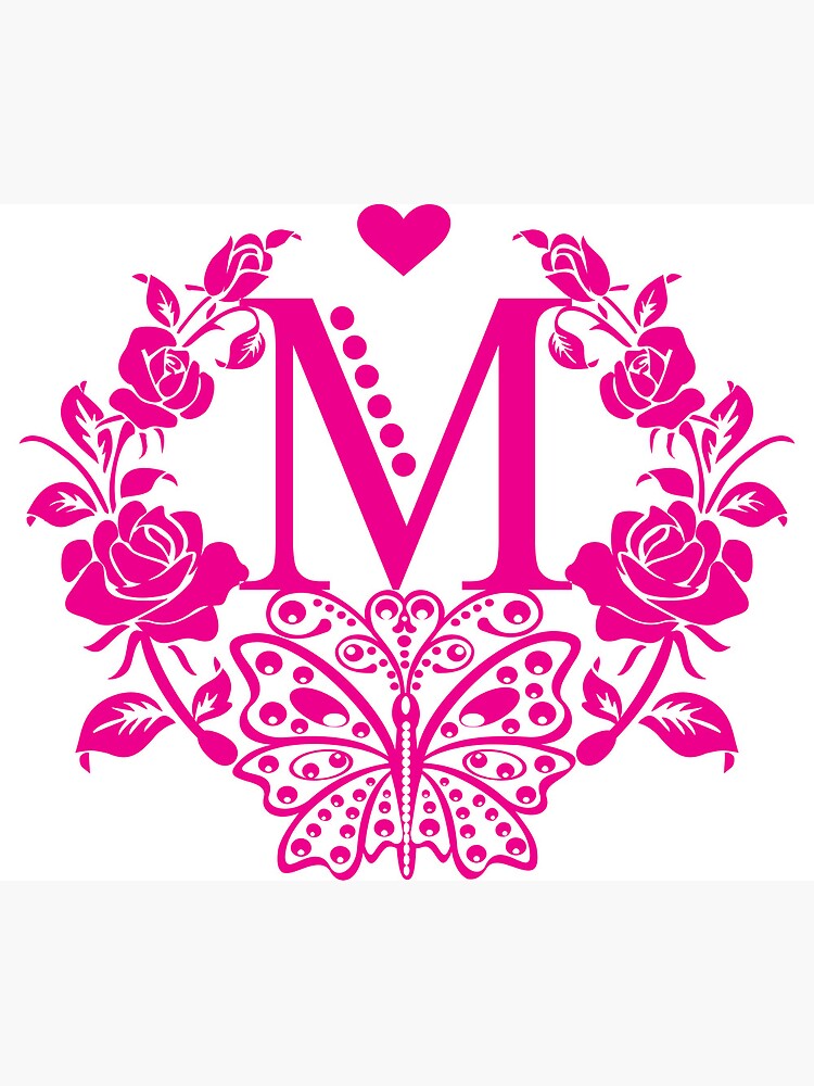 " LETTER M BOTANICAL MONOGRAM ALPHABET. DETAILED PEONY DRAWING" Art ...