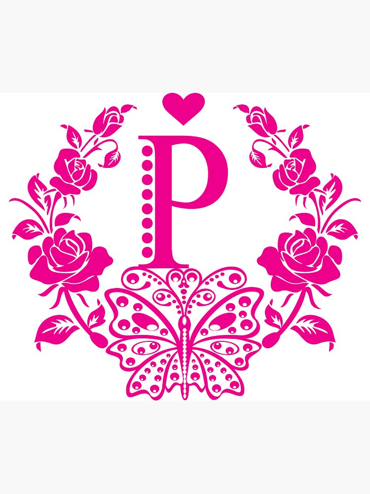 " LETTER P BOTANICAL MONOGRAM ALPHABET. DETAILED PEONY DRAWING ...