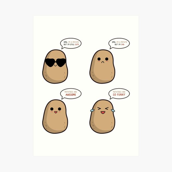 "Cute potato cute - funny potato clipart memes" Art Print for Sale by ...