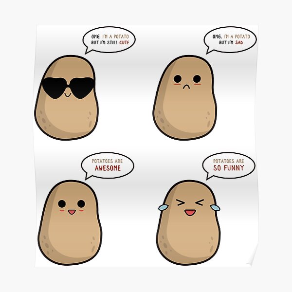 "Cute potato cute - funny potato clipart memes" Poster for Sale by ...