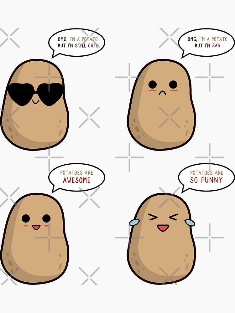 "Cute potato cute - funny potato clipart memes" Sticker by Smartmerch99 ...