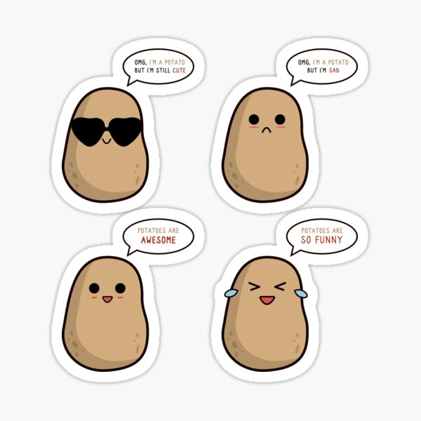 "Cute potato cute - funny potato clipart memes" Sticker by Smartmerch99 ...