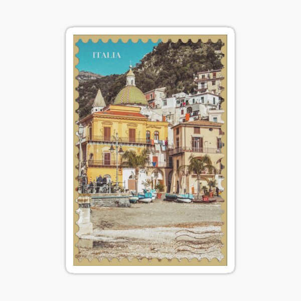 "Postage Stamp of Amalfi, Italy" Sticker by MRosariaPrint | Redbubble