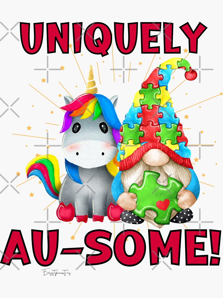 "Red Instead- Autism Acceptance - Unique is AU-some! Unicorn and Gnome ...