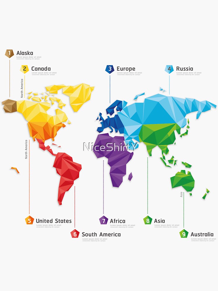 "Continents" Sticker for Sale by NiceShirtY | Redbubble