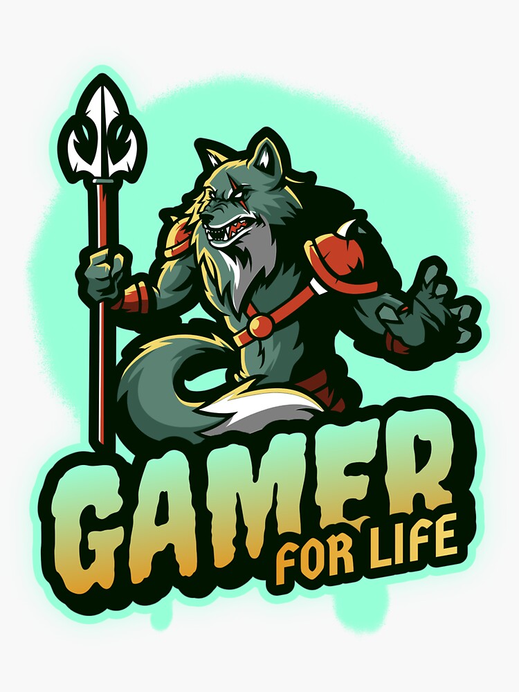 "Gamer for Life with Warrior Werewolf" Sticker by PRIVARSHU | Redbubble