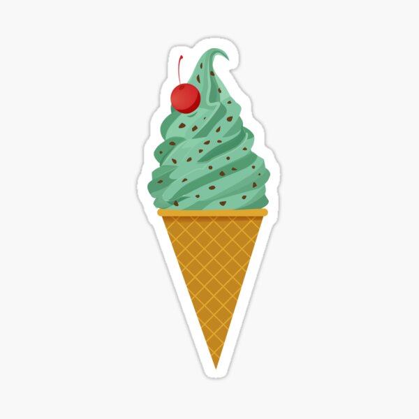 "Mint Chocolate Ice Cream Cone" Sticker for Sale by latheandquill ...
