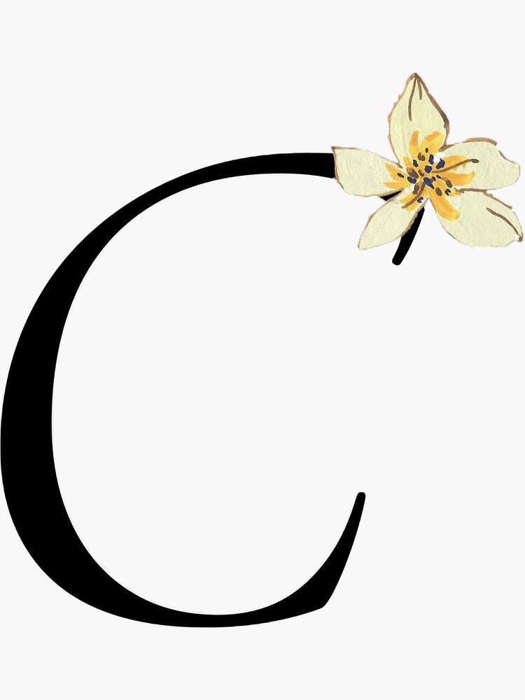"letter C , C botanical monogram, C floral monogram" Sticker by ...