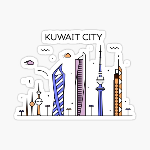 "Kuwait City illustration" Sticker for Sale by Wegdana | Redbubble