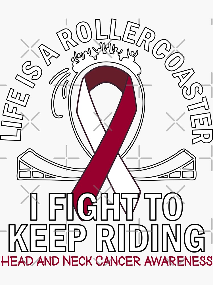 "Head & neck cancer awareness burgundy white ribbon" Sticker for Sale ...