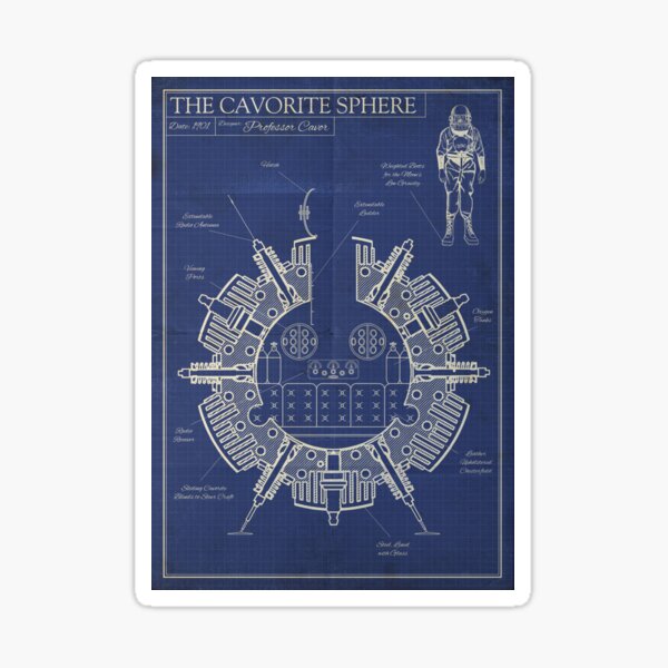 "First Men in the Moon - Cavorite Sphere Blueprint" Sticker for Sale by ...