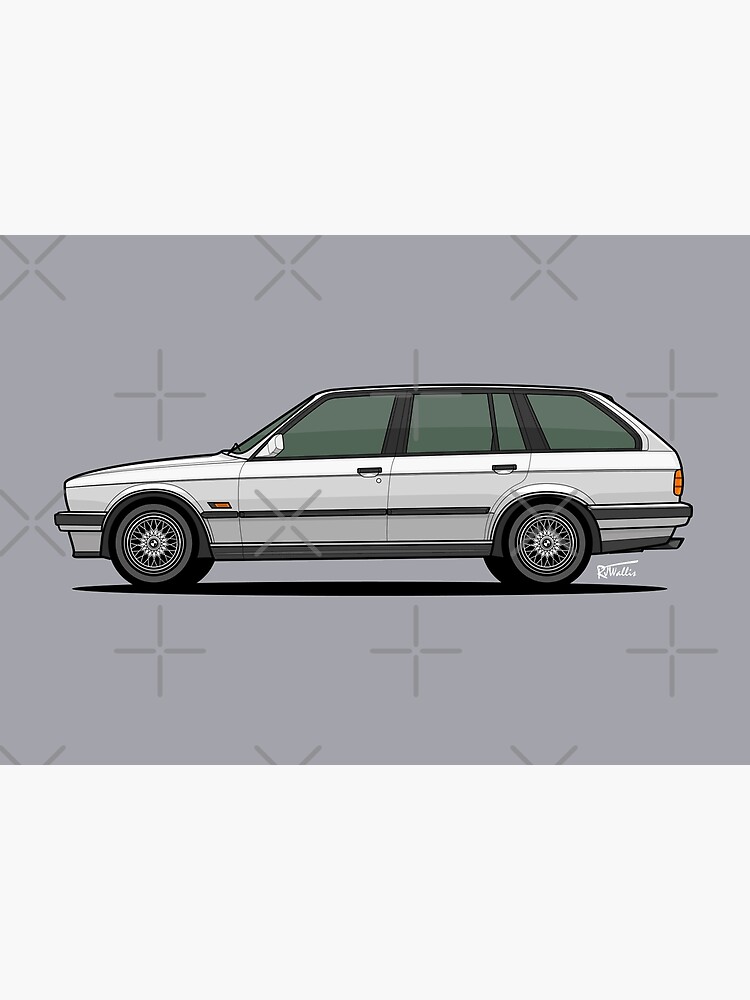 "E30 Touring single side view illustration - White" Poster for Sale by ...