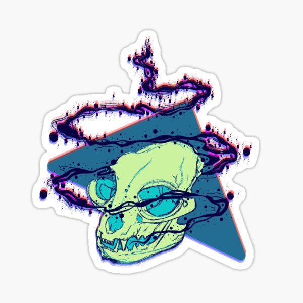 "Glitch Smoke'N'Skull" Sticker for Sale by SpookySpoonie | Redbubble