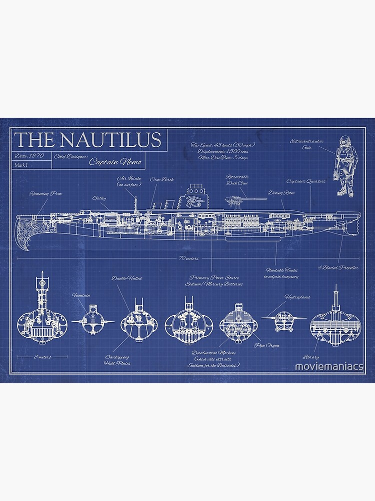 "Nautilus - Blueprint" Poster for Sale by moviemaniacs | Redbubble