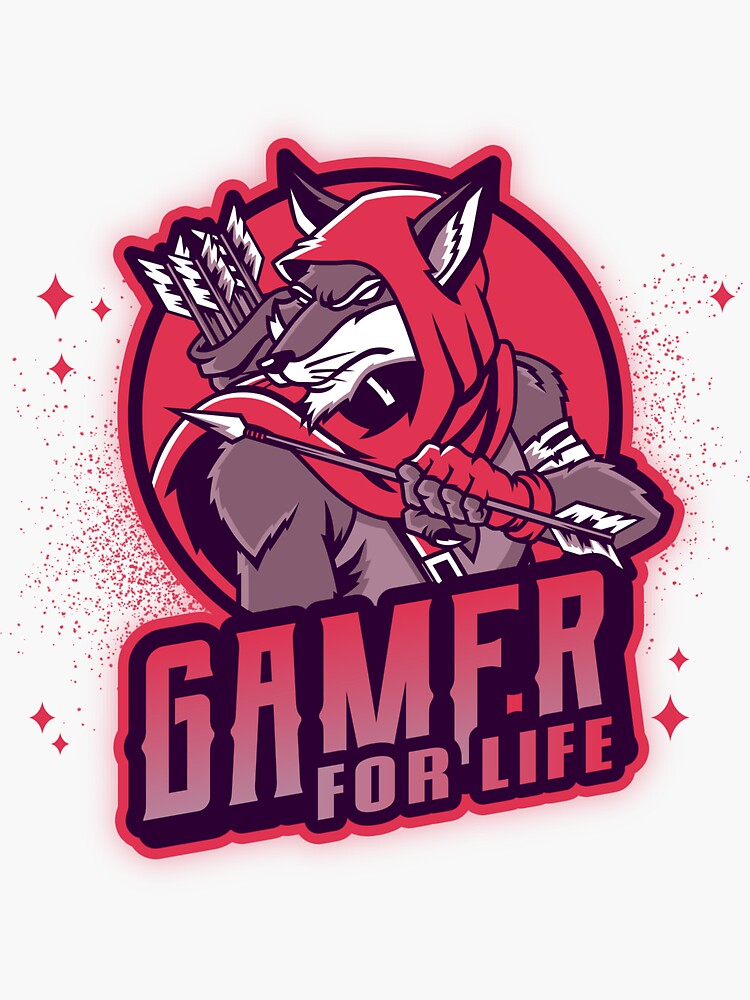 "Gamer for Life with Anthropomorphic Wolf " Sticker by PRIVARSHU ...