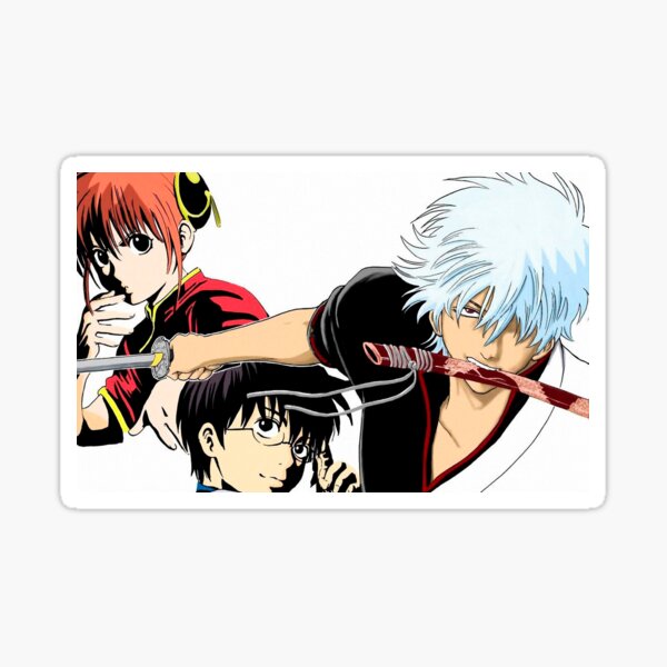 "Anime Gintama Kagura, Gintoki, Shinpachi" Sticker by BallyX | Redbubble
