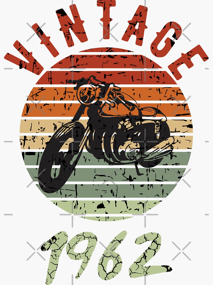 "Vintage 60th Birthday Biker 1962" Sticker by DrCliff | Redbubble