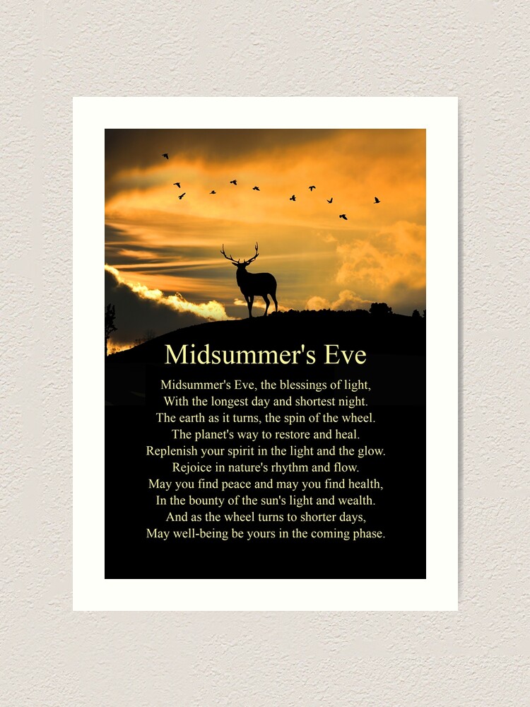 "Mid Summer's Eve Summer Solstice Blessings Poem with Elk Sunset and ...