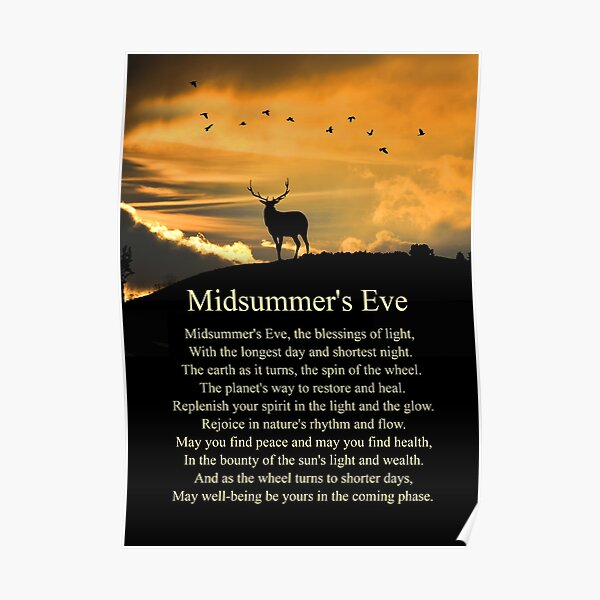 "Mid Summer's Eve Summer Solstice Blessings Poem with Elk Sunset and ...