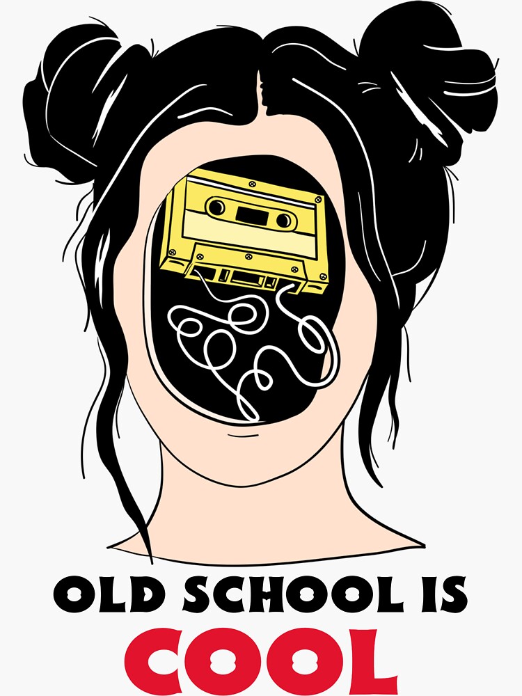 "Old School Is Cool" Sticker for Sale by Worldofmusic | Redbubble