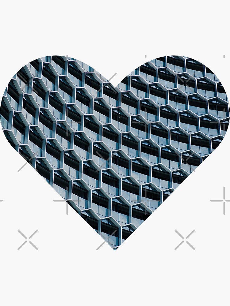 "Minimal Heart Hexagonal Glass Facade Architecture Love " Sticker for ...