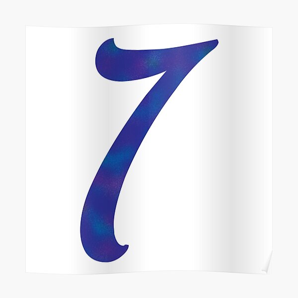 Póster «Escrito a mano cursiva arco iris azul metal número 7» de ...