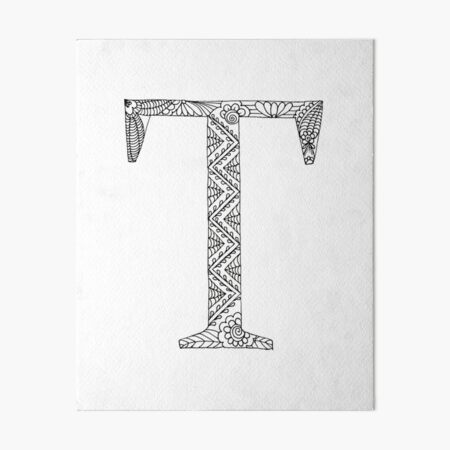 "Henna Alphabet T / Henna Letter T - Black Henna Line Art" Art Board ...
