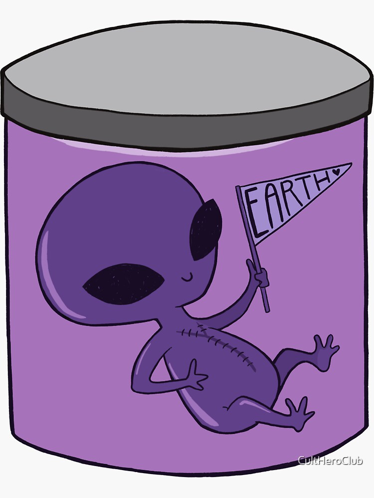 "Purple Alien in a Jar" Sticker by CultHeroClub | Redbubble