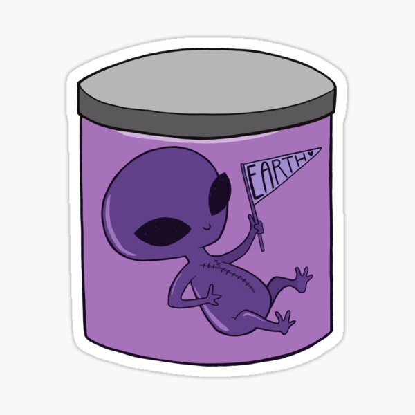 "Purple Alien in a Jar" Sticker by CultHeroClub | Redbubble