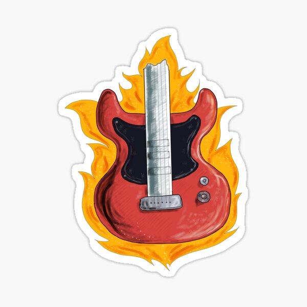 "red guitar with fire" Sticker for Sale by WALdesigner | Redbubble