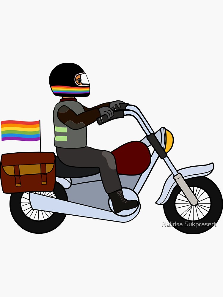 "Gay pride rainbow ride motorcycle freedom" Sticker by Nalidsa | Redbubble