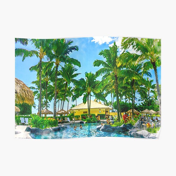 "Tropical Resort - Watercolour Painting Wall Art Decoration" Poster for ...