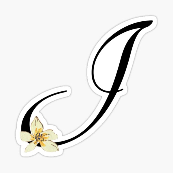 "letter J , J botanical monogram, J floral monogram" Sticker by ...