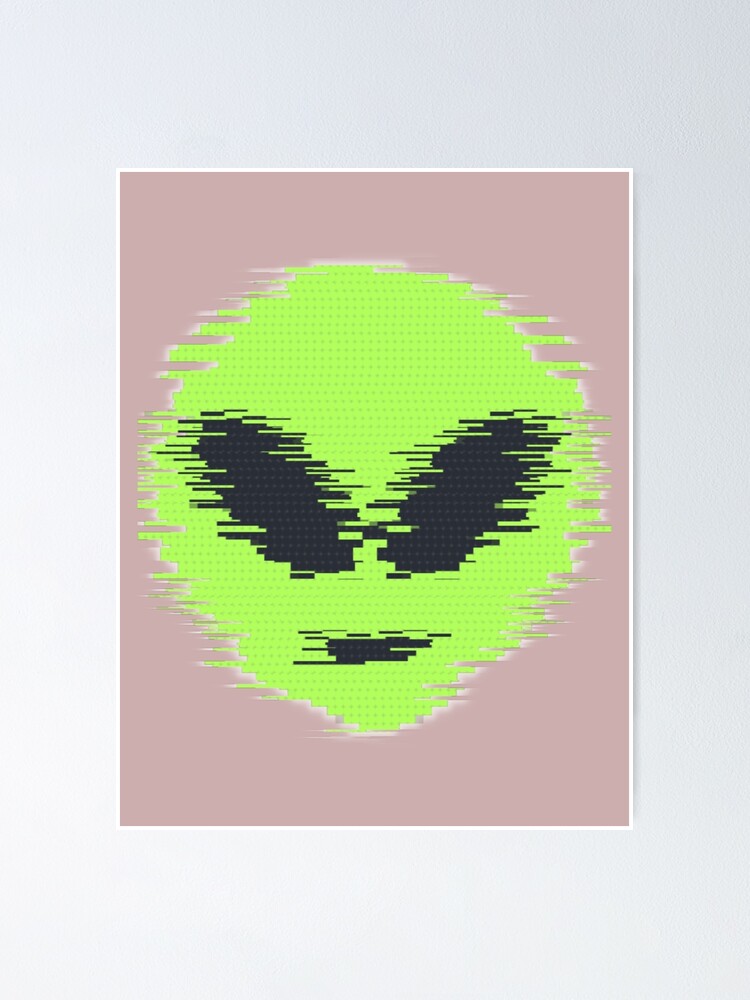 "Pixelated Green Alien Face" Poster by storyshirts2022 | Redbubble