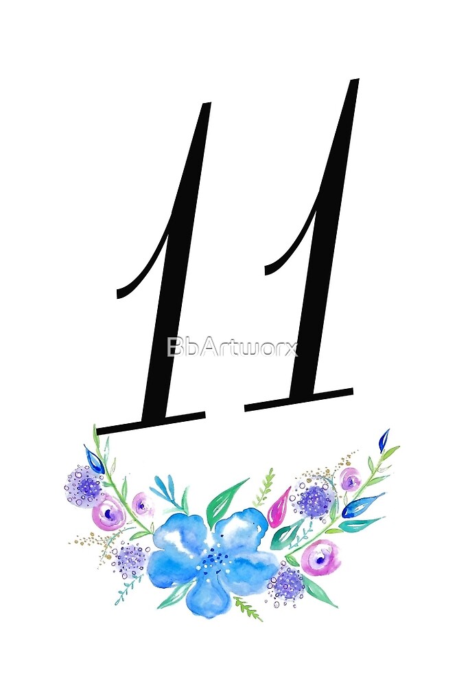 "Number 11 with Watercolour Flowers" by BbArtworx | Redbubble