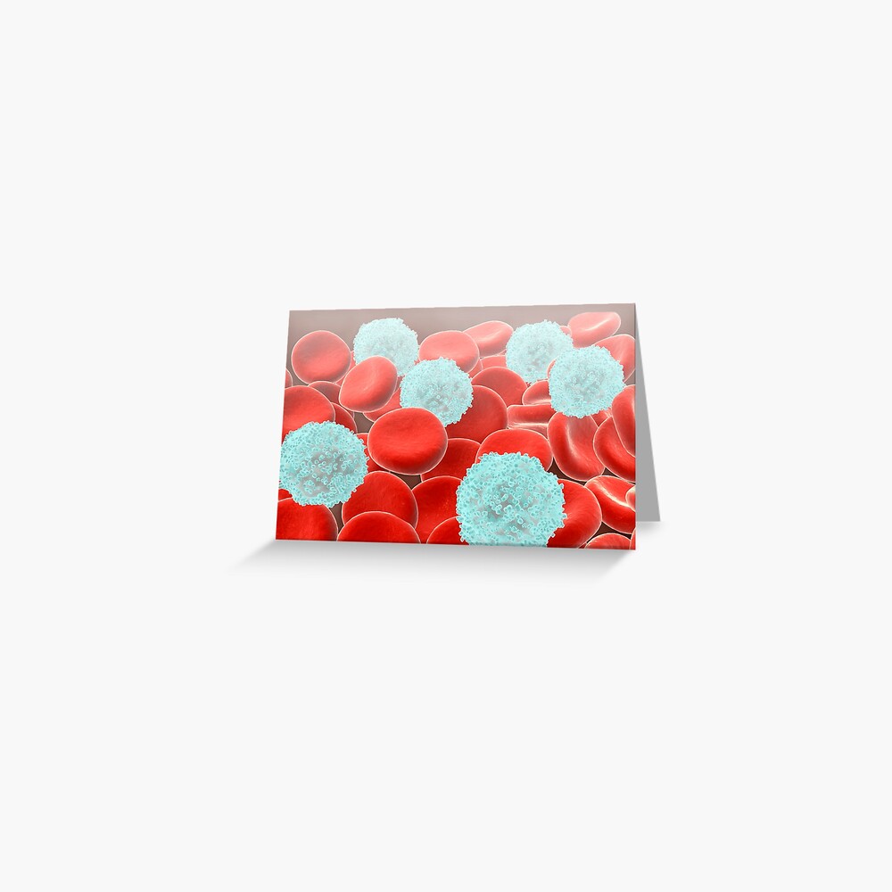 "Red blood cells with white blood cells." Greeting Card by ...