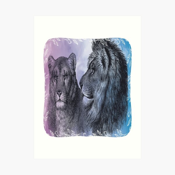 "His and hers lion and lioness couples " Art Print by sammoz | Redbubble