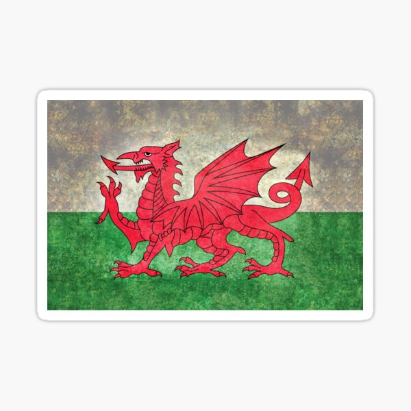 "Welsh Flag of Wales in grungy distressed style" Sticker by ...
