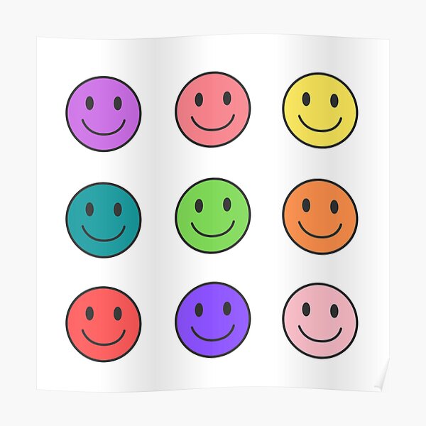 Smiley Face Sticker Pack Poster For Sale By Abinspired Redbubble