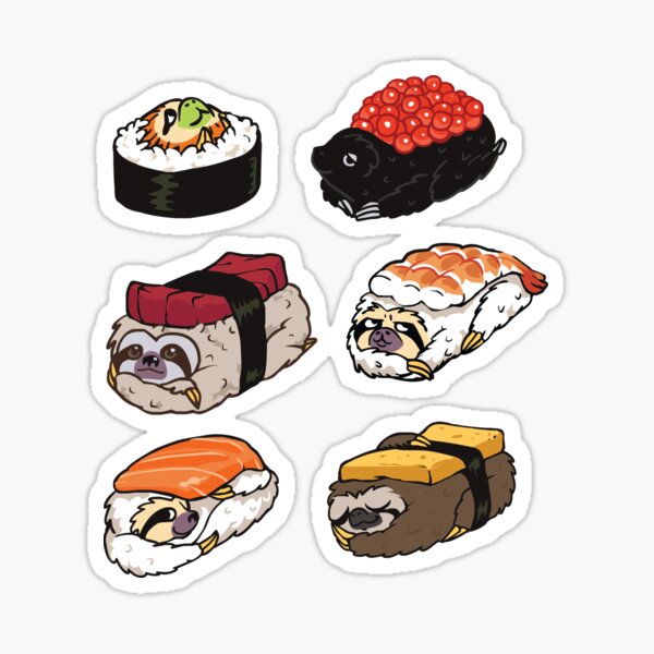 "Sushi Sloth" Sticker for Sale by Huebucket | Redbubble