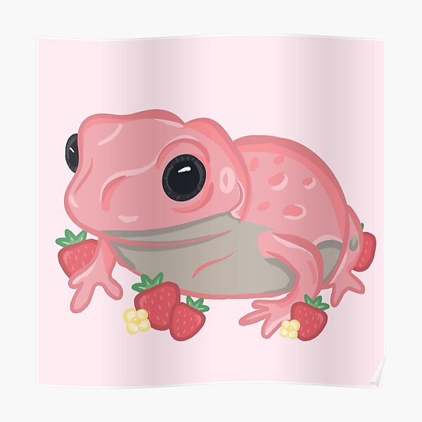 "Pink Strawberry Frog" Poster for Sale by RoserinArt | Redbubble