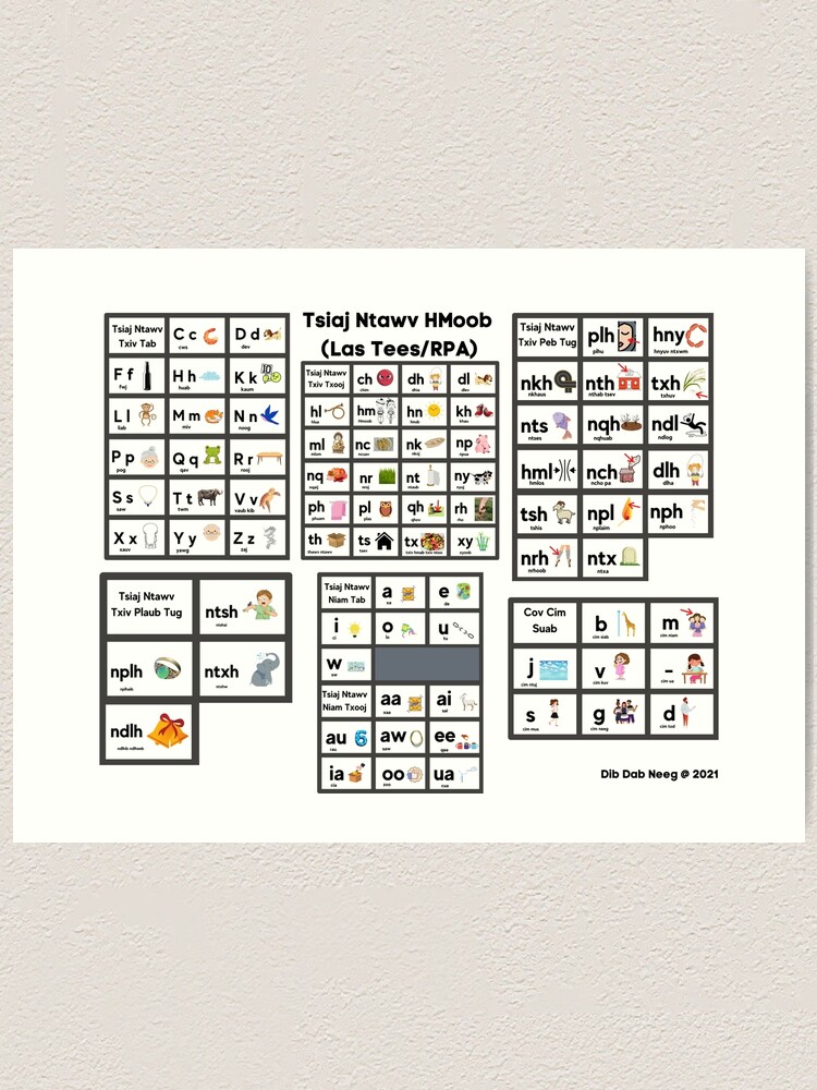 "Tsiaj Ntawv Hmoob Hmong Alphabets with words and pictures" Art Print ...