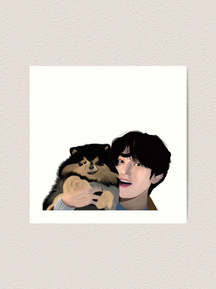 "BTS V and Yeontan digital art " Art Print by VaishnaviRath | Redbubble