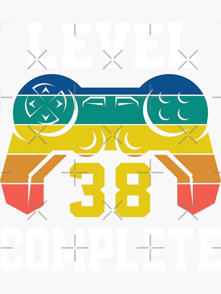 "Level 38 Complete, Retro Video Gamer 38th Birthday" Sticker by Fabvity ...