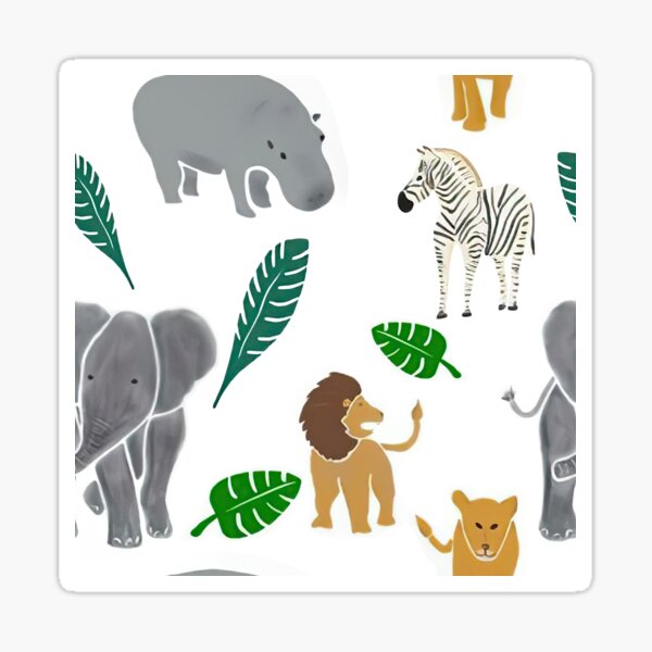 "Elephant Hippie Zebra Lion Watercolor " Sticker for Sale by Mnightsa ...